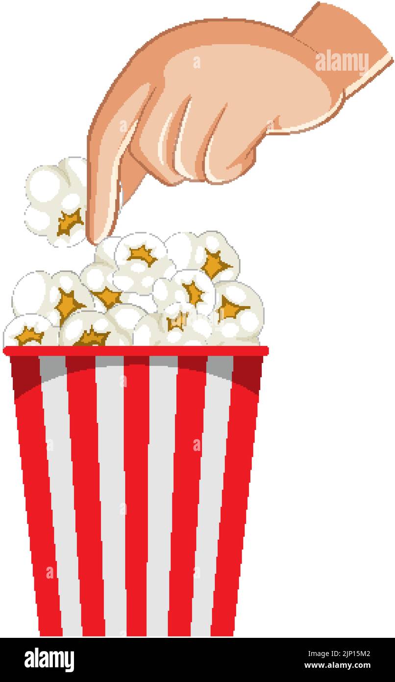 Hand picking popcorn from bucket illustration Stock Vector Image & Art ...