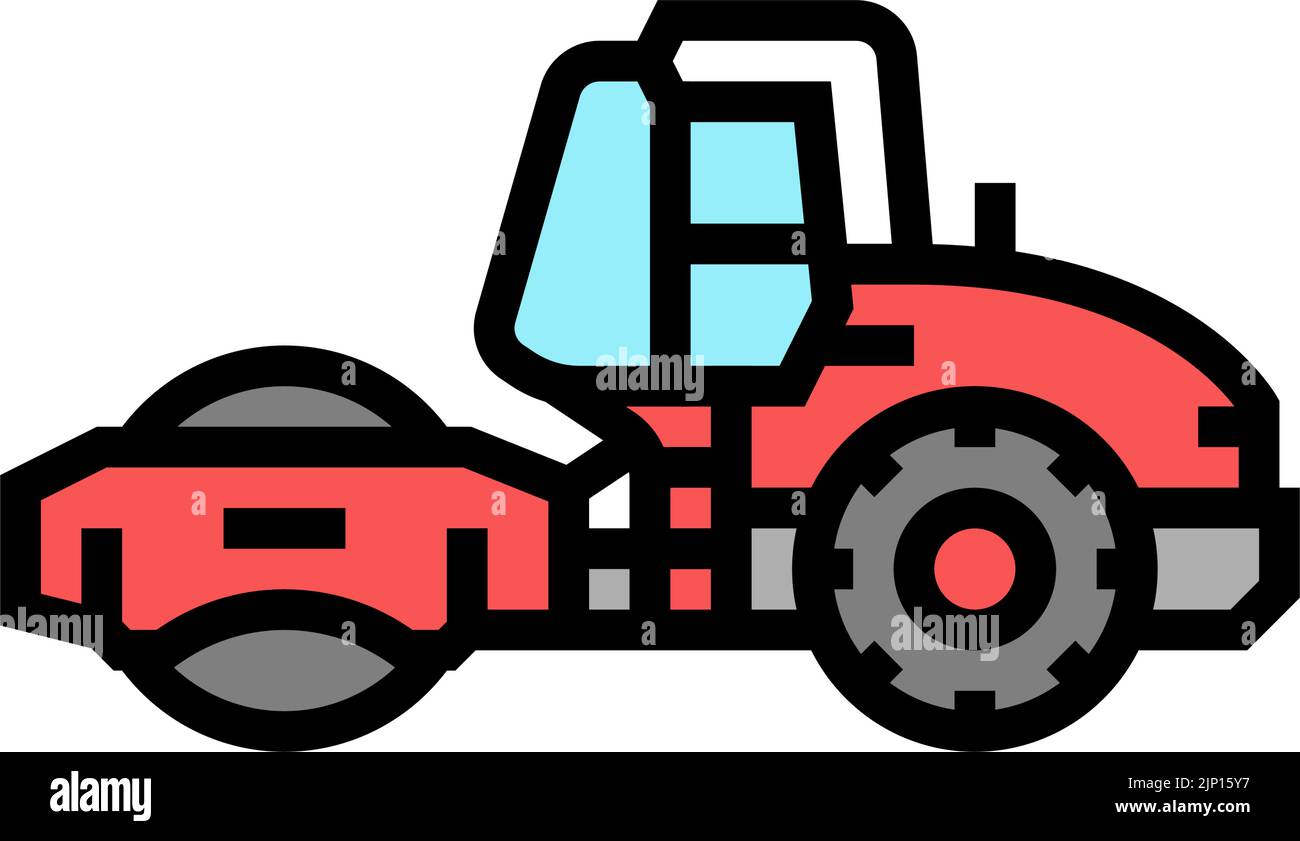 steamroller construction car vehicle color icon vector illustration ...