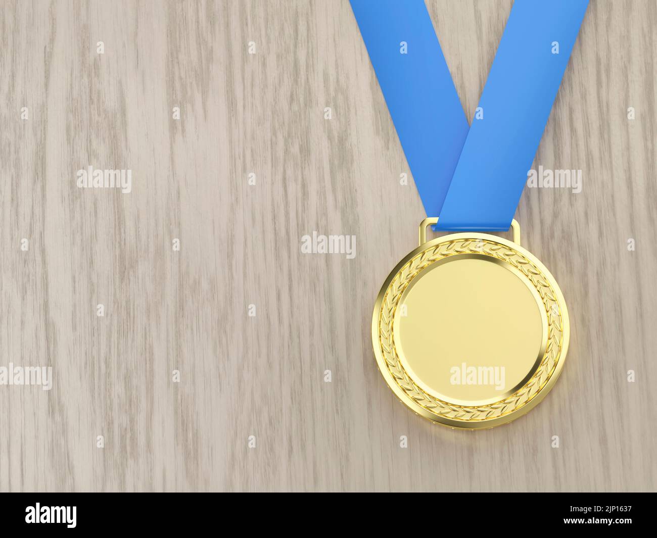 Gold medal on the wooden desk, top view Stock Photo - Alamy