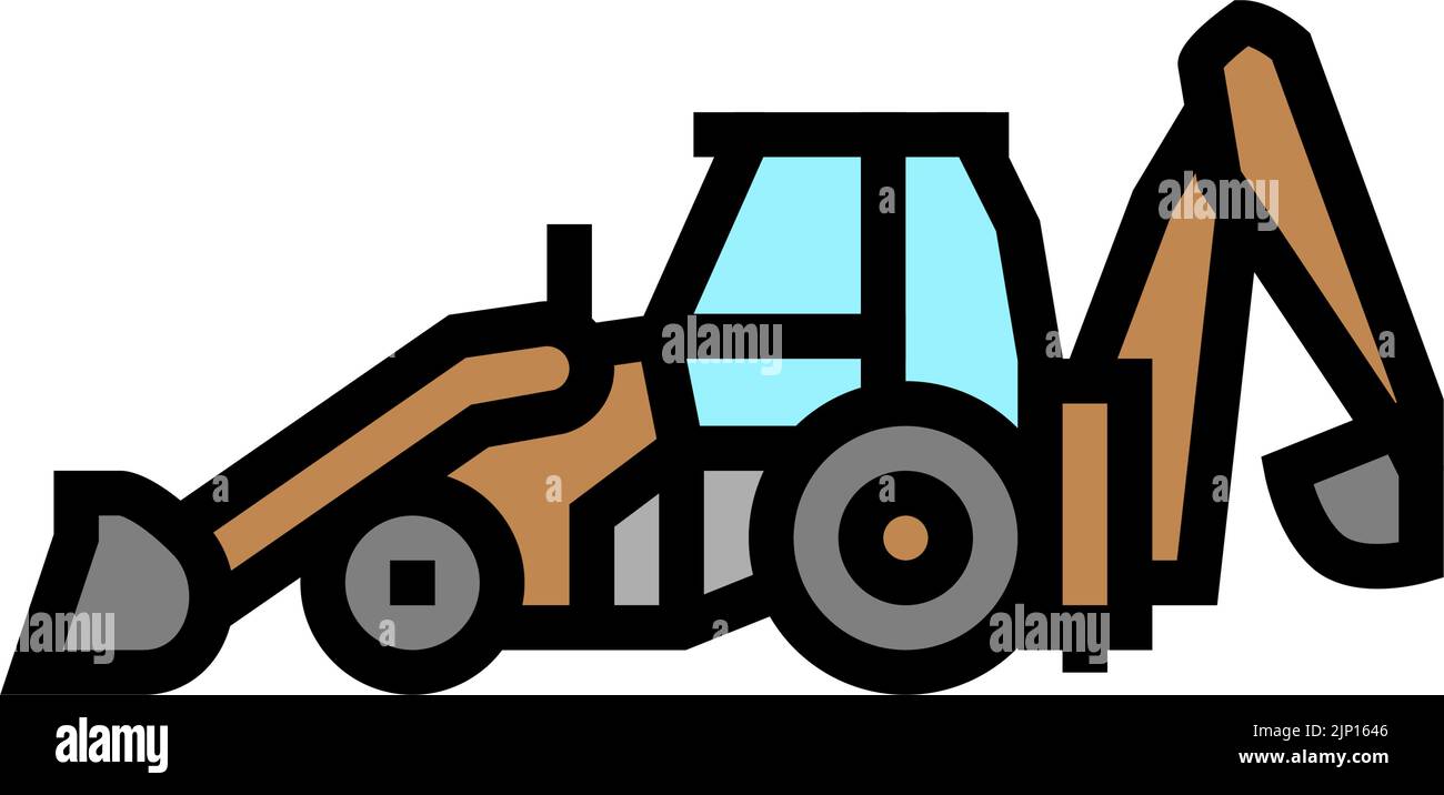 backhoe construction car vehicle color icon vector illustration Stock ...