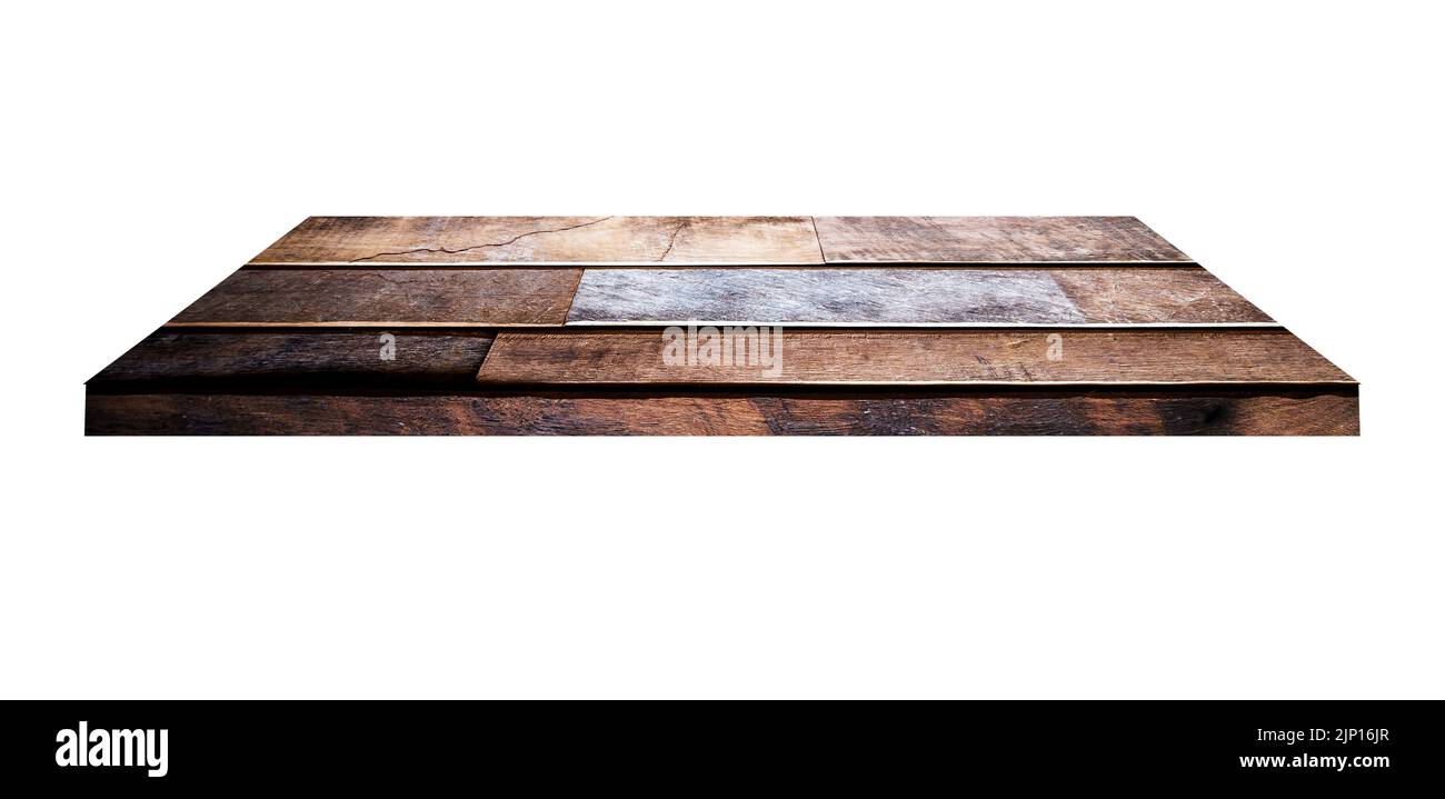 Wooden shelf on isolated white background with space Stock Photo - Alamy