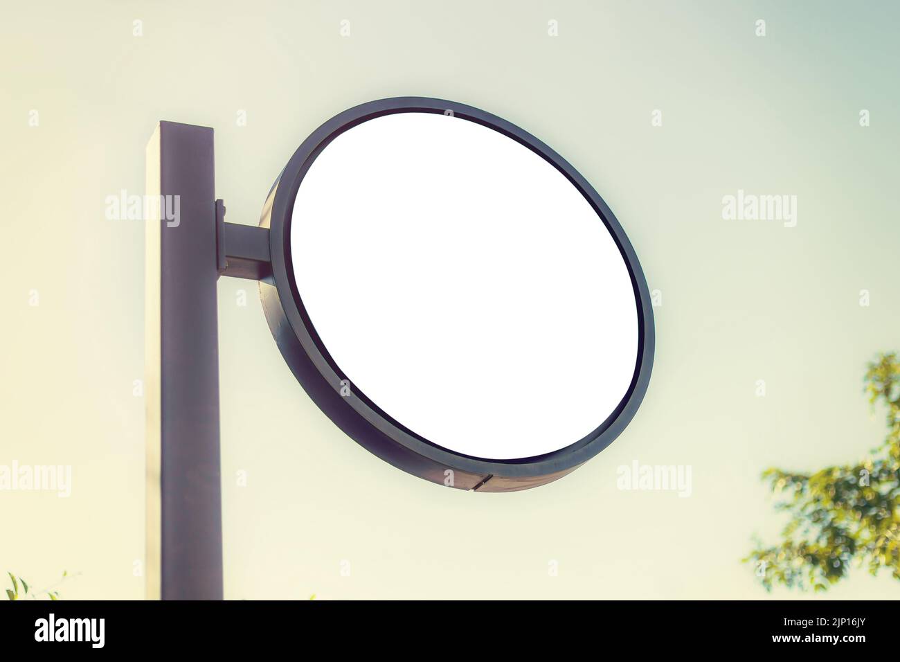 Circle metal sign white color sign with space for text Stock Photo - Alamy