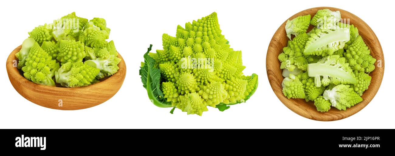 Romanesco broccoli cabbage or Roman Cauliflower isolated on white ...