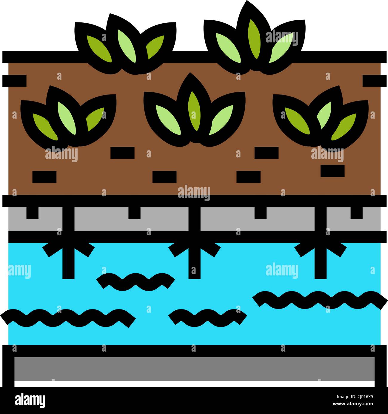 hydroponics water system irrigation color icon vector illustration ...