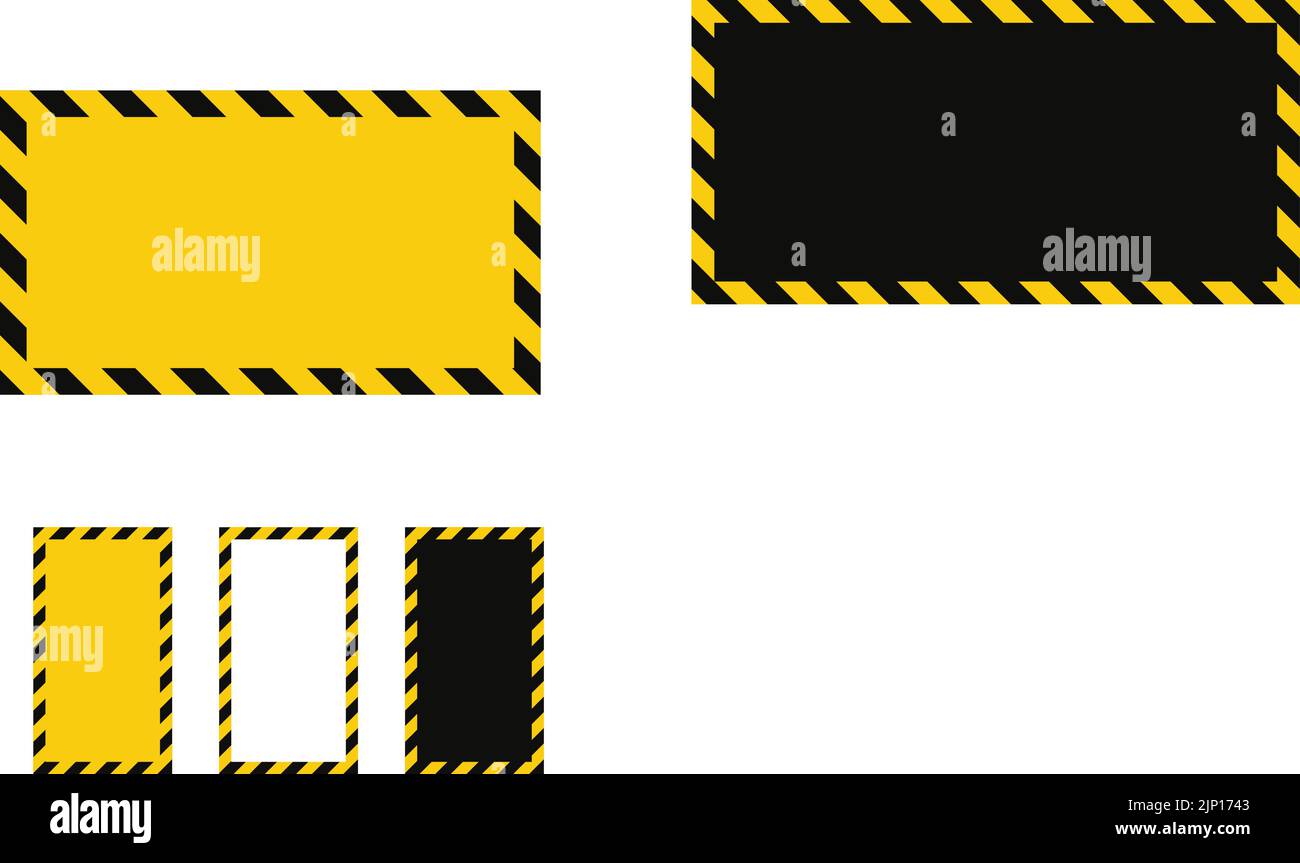 Warning frame with yellow and black diagonal stripes. Rectangle warn ...