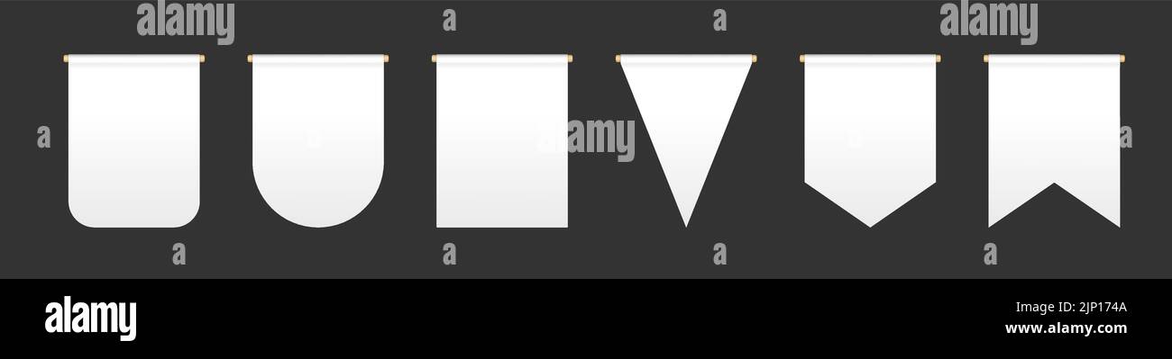 Empty white bunting rounded and straight pennants. Realistic pennants ...