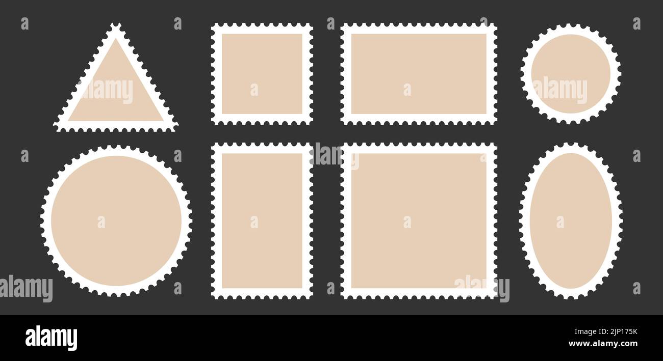 Postage stamp frames set. Empty border template for postcards and ...