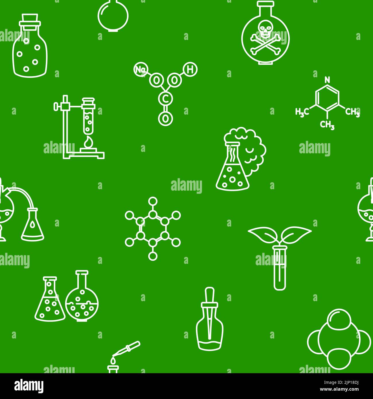 Chemistry science seamless pattern in line style. Background with ...