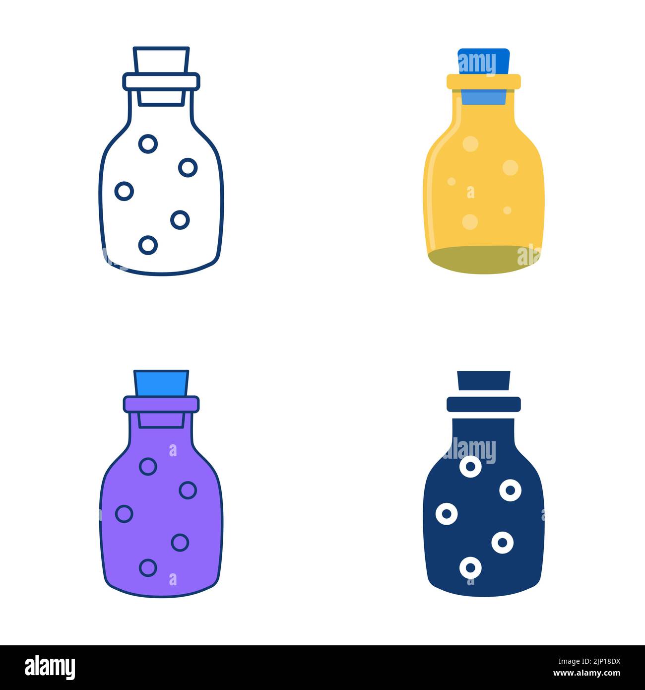 Gas jar icon set in flat and line style. Chemical laboratory equipment ...