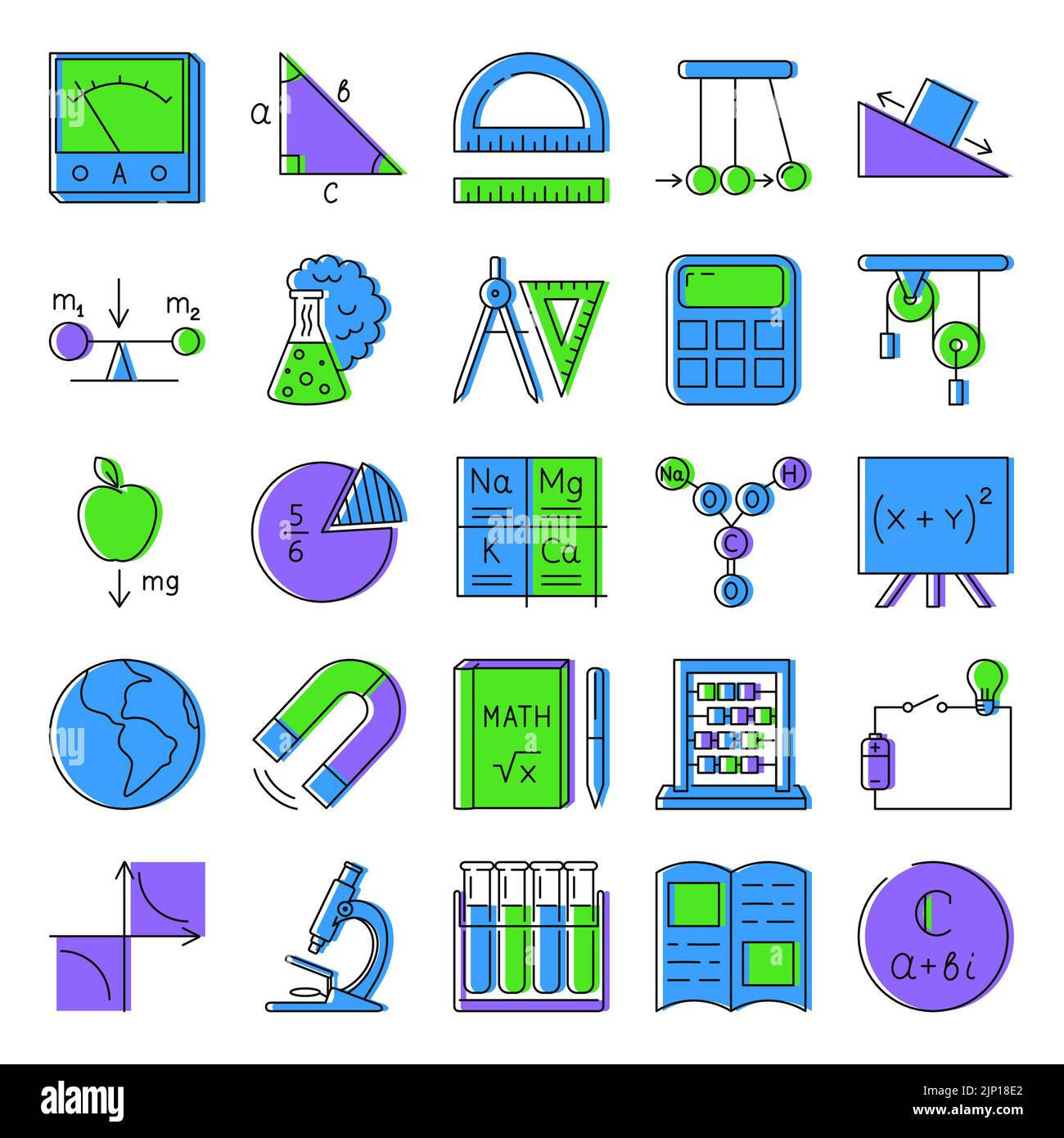 School icons set in colored line style. Vector illustration Stock ...