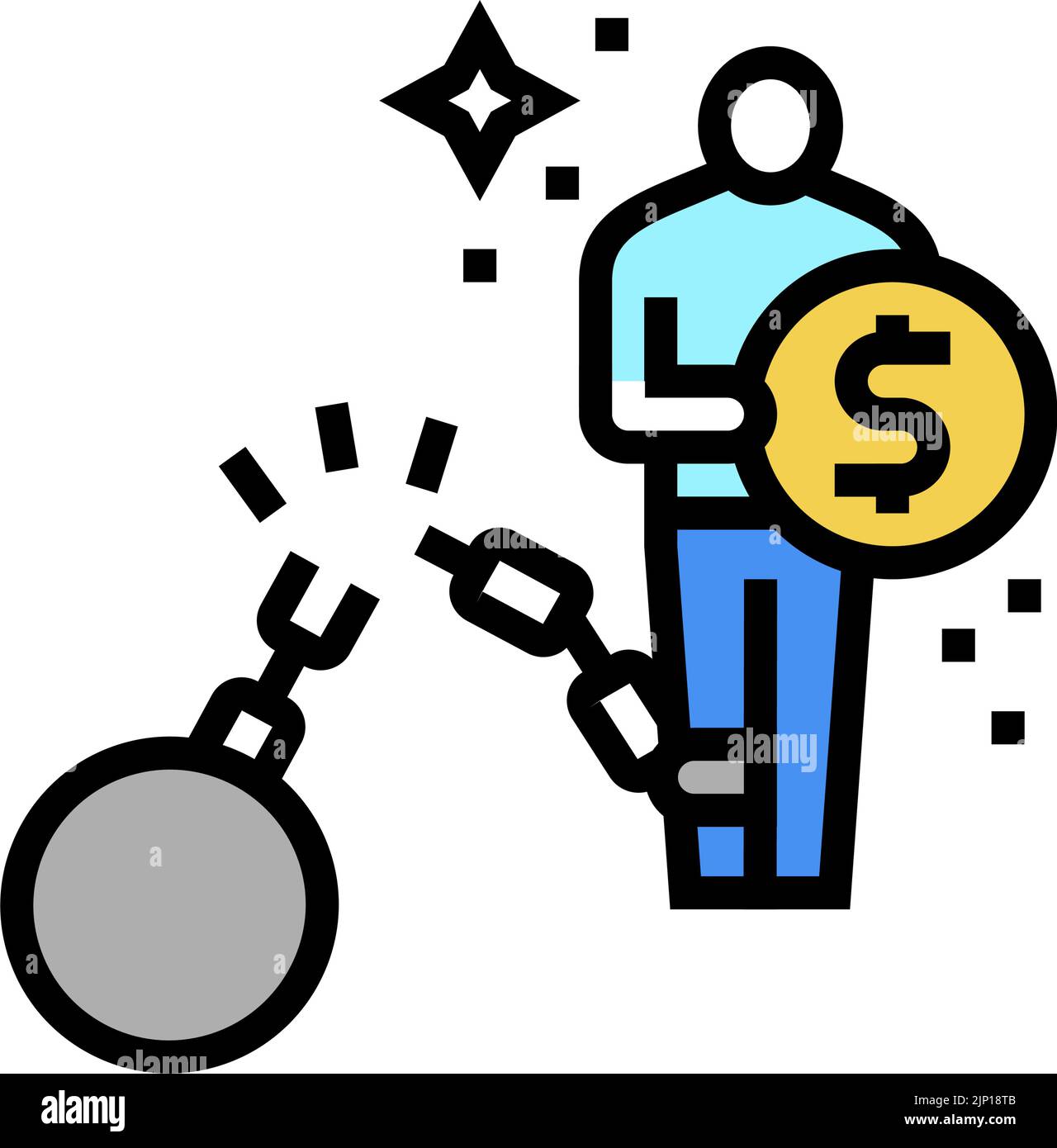 self sufficiency financial freedom color icon vector illustration Stock ...