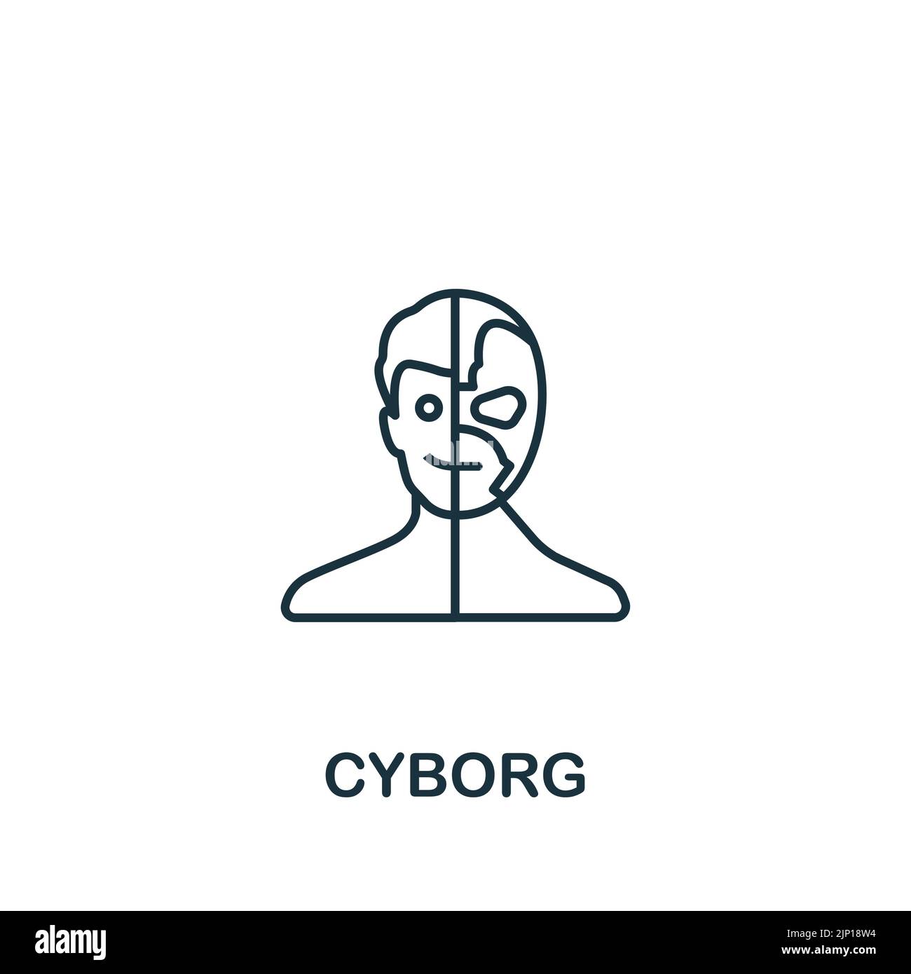 Cyborg icon. Monochrome simple line Future Technology icon for ...