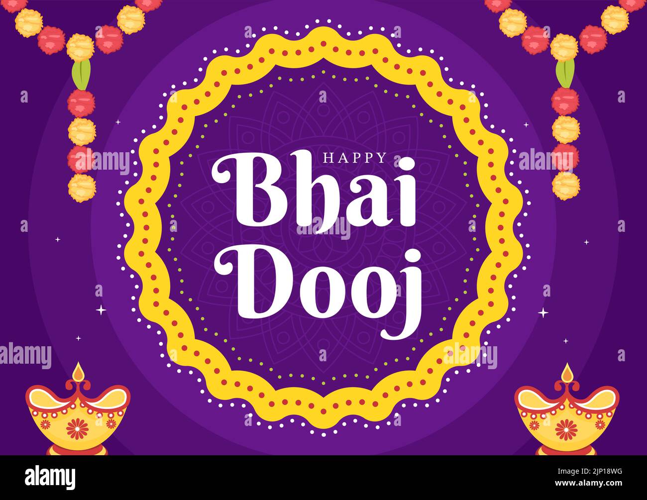 Happy Bhai Dooj Indian Festival Celebration Hand Drawn Cartoon ...