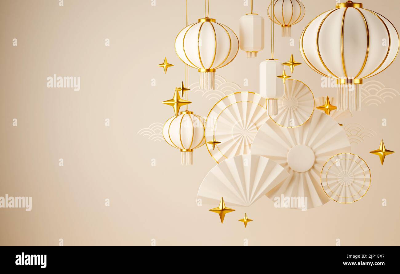 Chinese beige luxury background with pedestal, podium, round stage ...