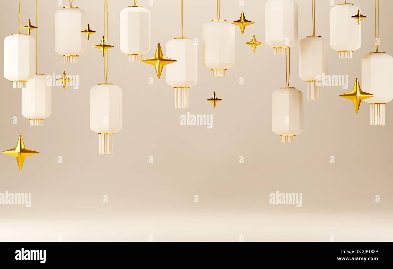 Chinese beige luxury background with pedestal, podium, round stage ...