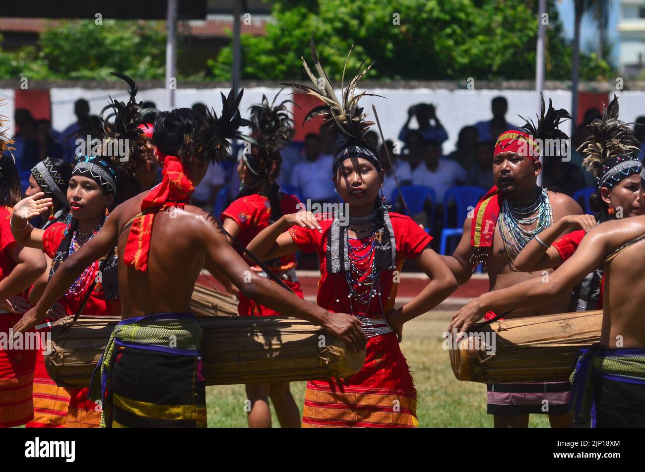 Dimapur, India. 15th Aug, 2022. Cultural troupe from Garo tribe ...