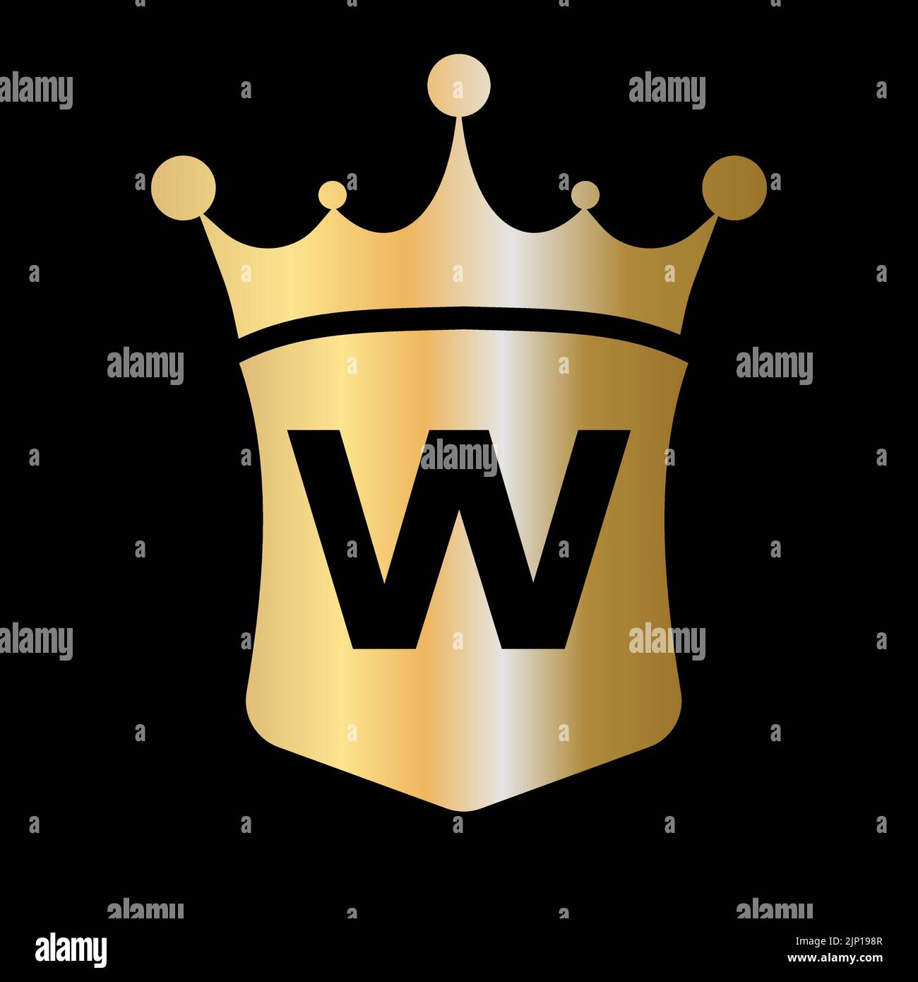 Letter W Crown and Shield Logo Vector Template with Luxury Concept ...
