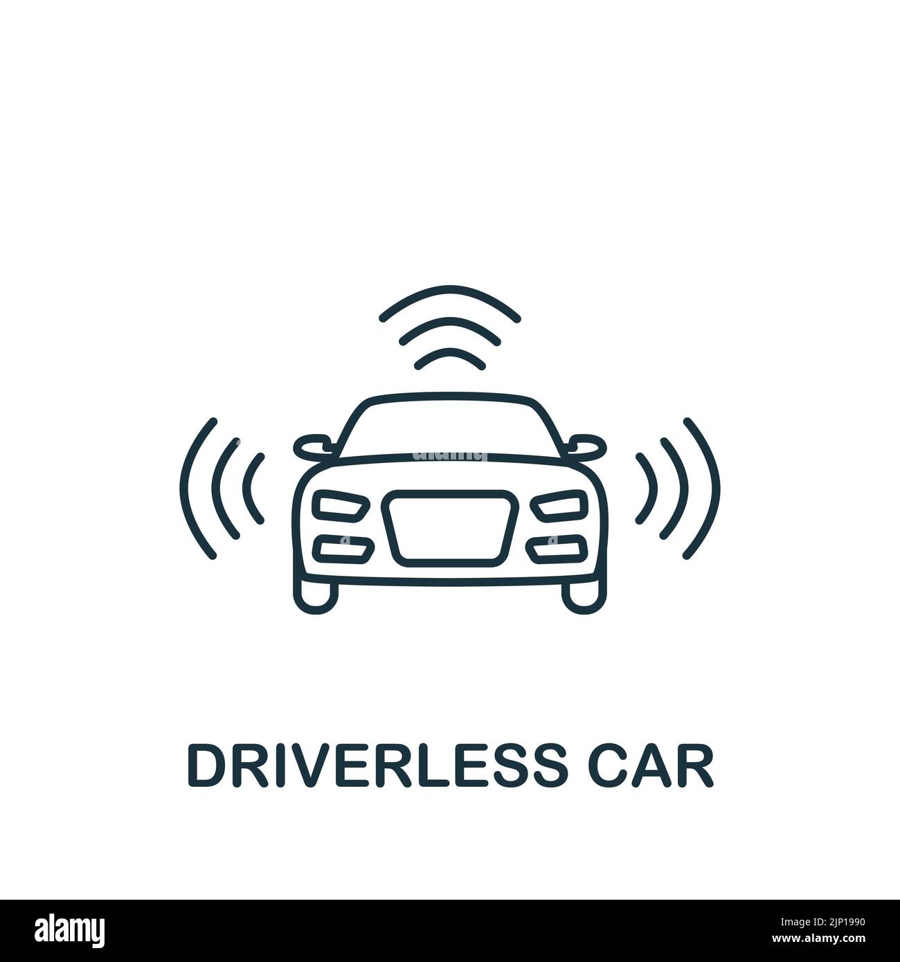 Driverless Car icon. Monochrome simple line Future Technology icon for ...