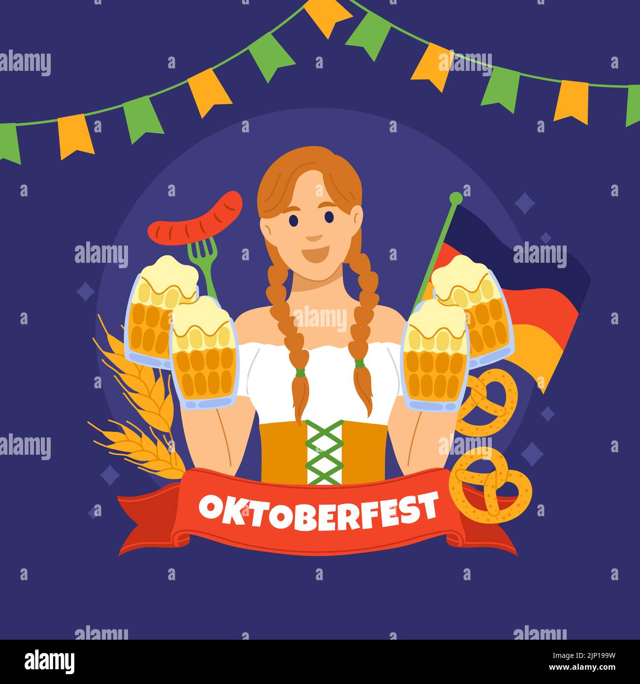 Flat illustration for oktoberfest festival Vector illustration Stock ...