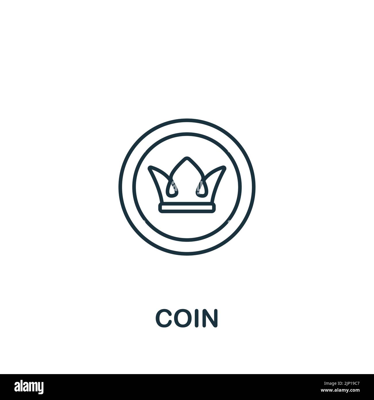 Coin icon. Monochrome simple line Game Element icon for templates, web ...
