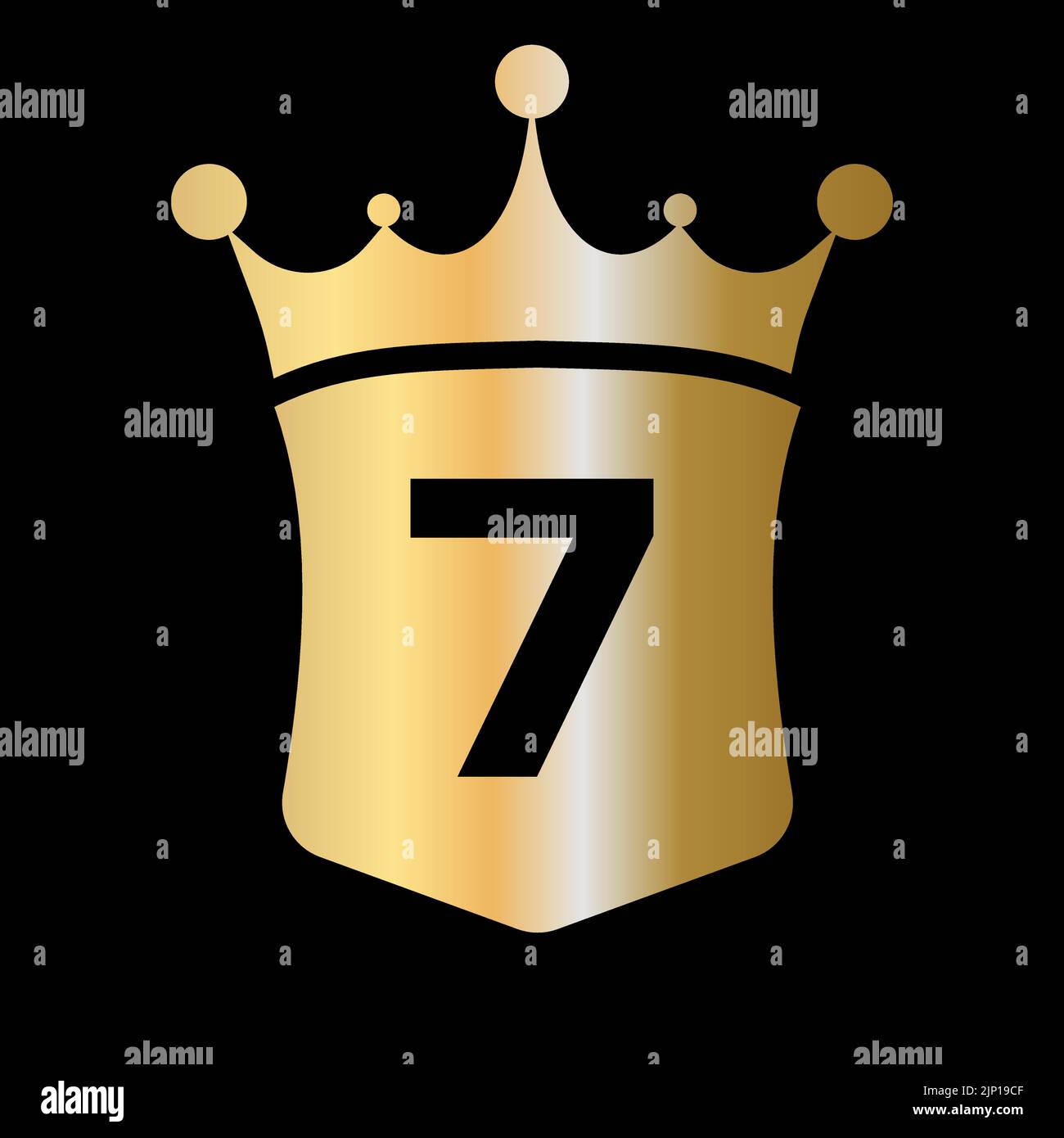 Letter 7 Crown and Shield Logo Vector Template with Luxury Concept ...