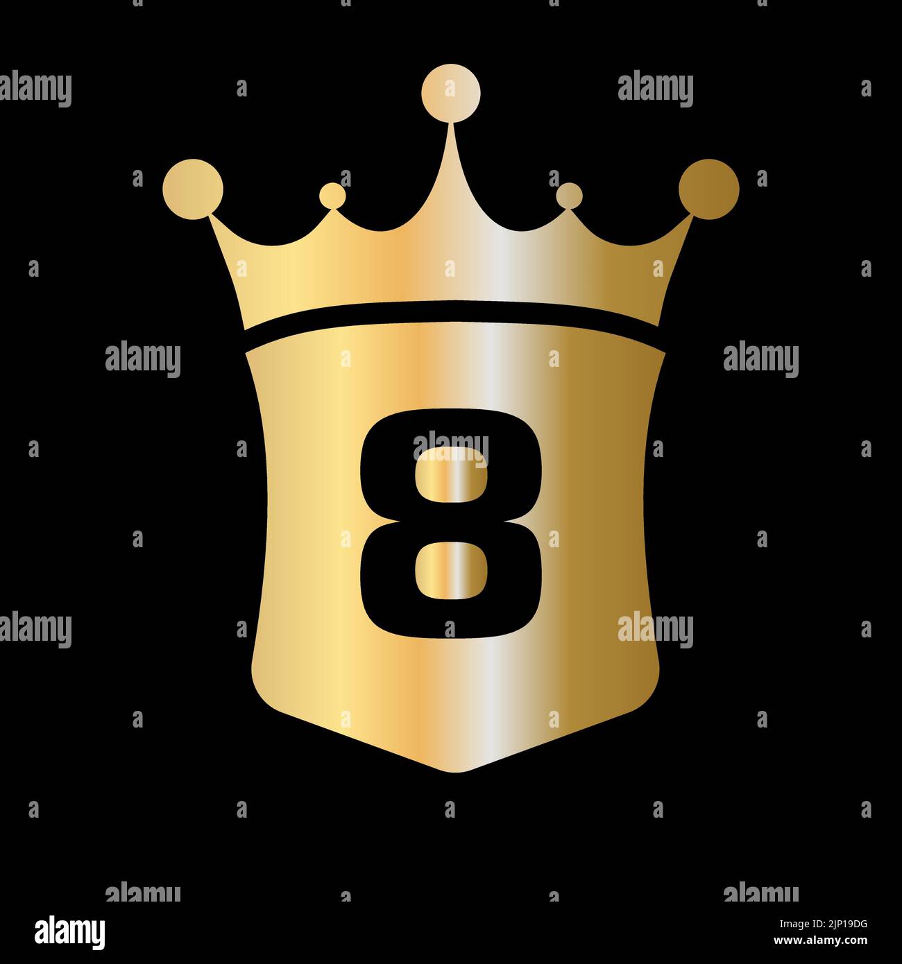 Letter 8 Crown and Shield Logo Vector Template with Luxury Concept ...