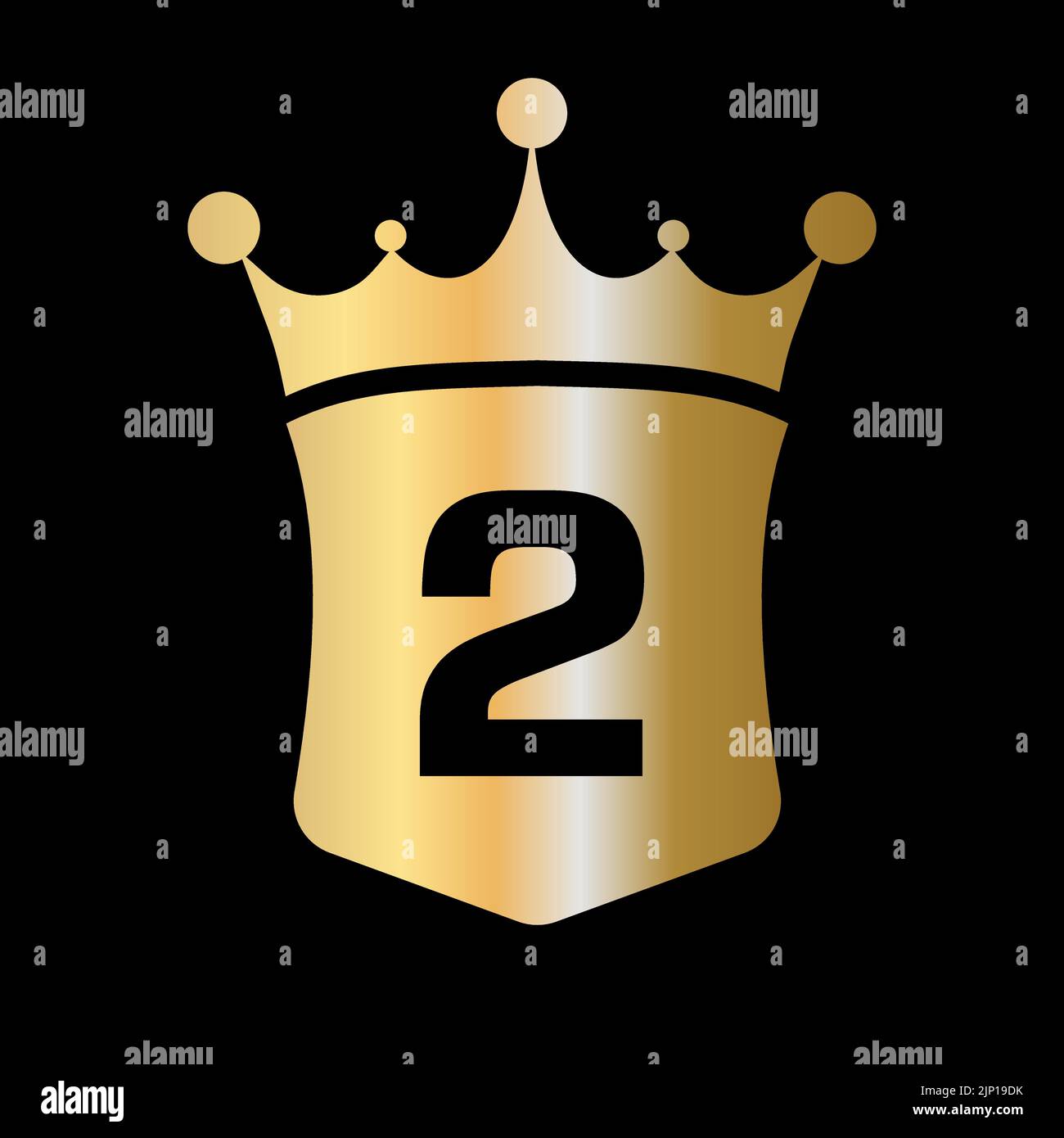 Letter 2 Crown and Shield Logo Vector Template with Luxury Concept ...