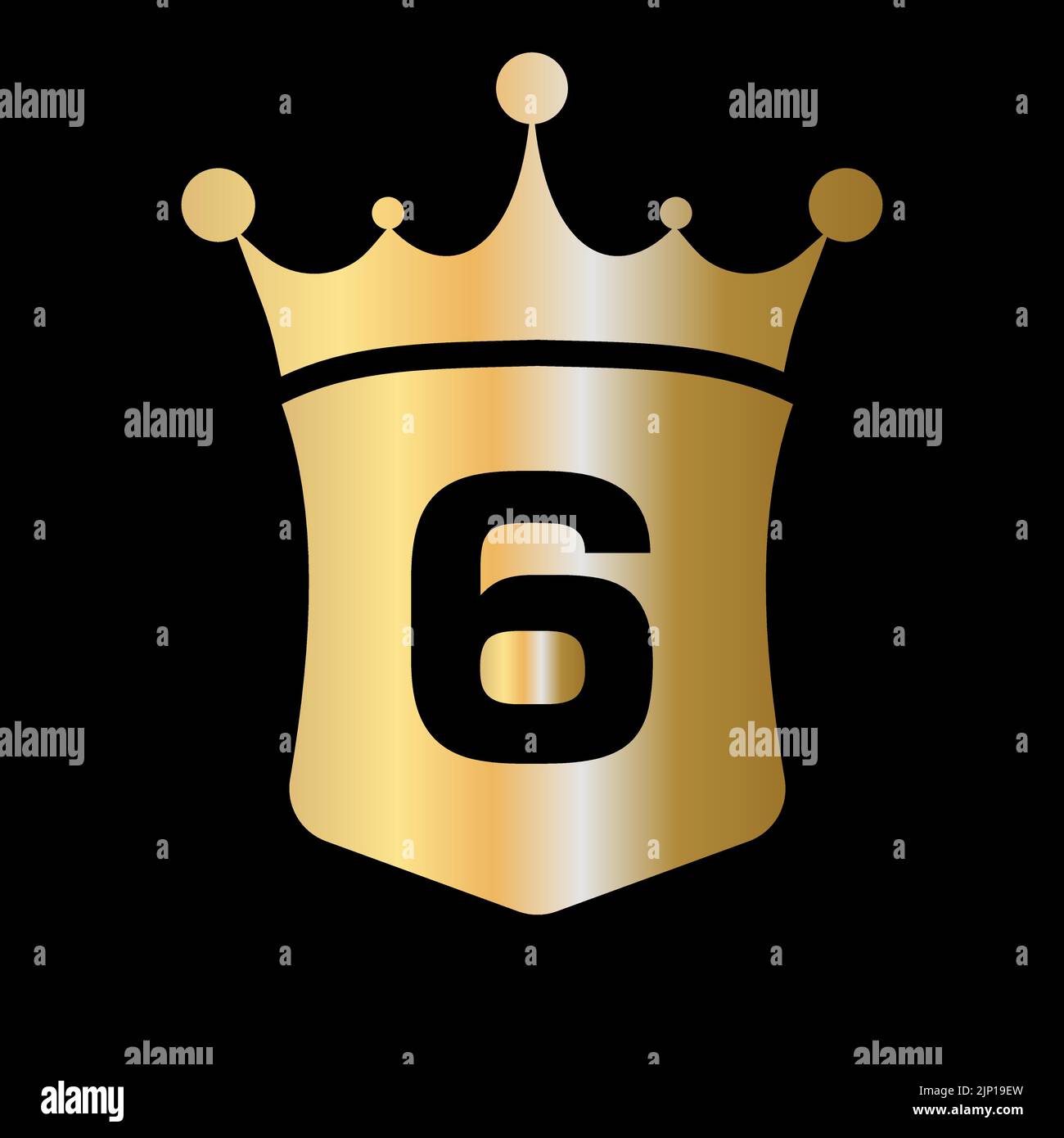 Letter 6 Crown and Shield Logo Vector Template with Luxury Concept ...