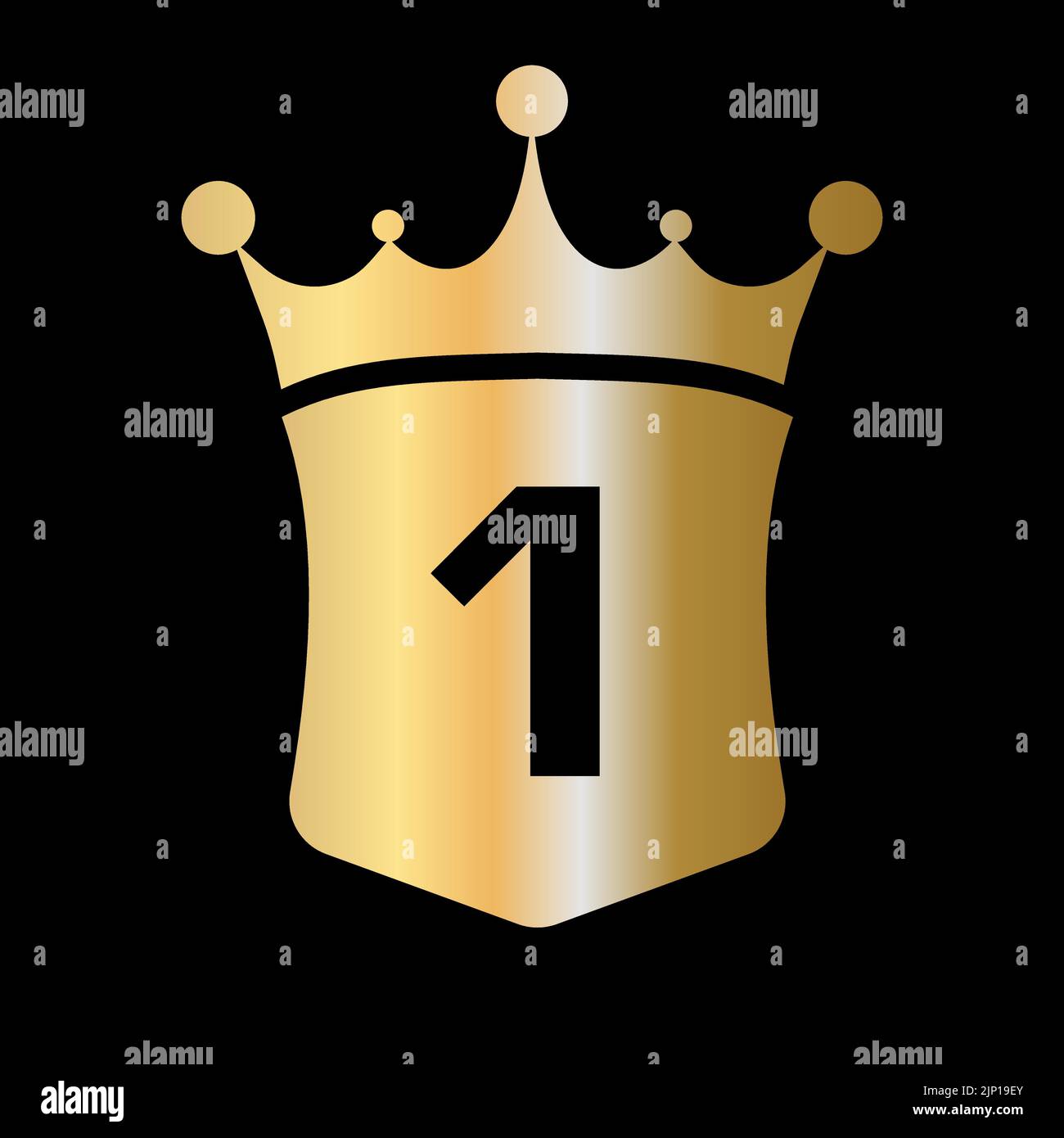 Letter 1 Crown and Shield Logo Vector Template with Luxury Concept ...