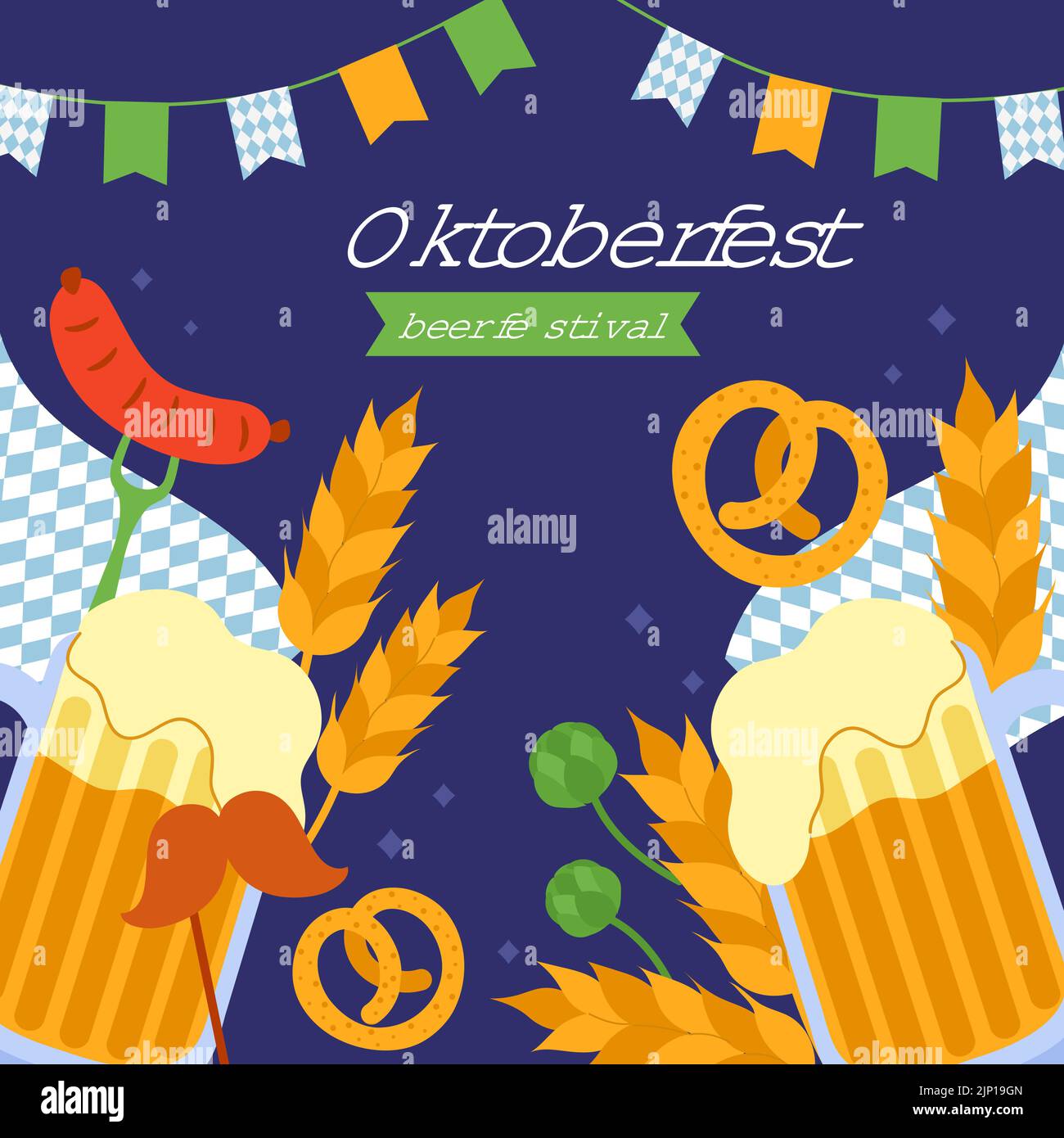 Flat illustration for oktoberfest festival Vector illustration Stock ...