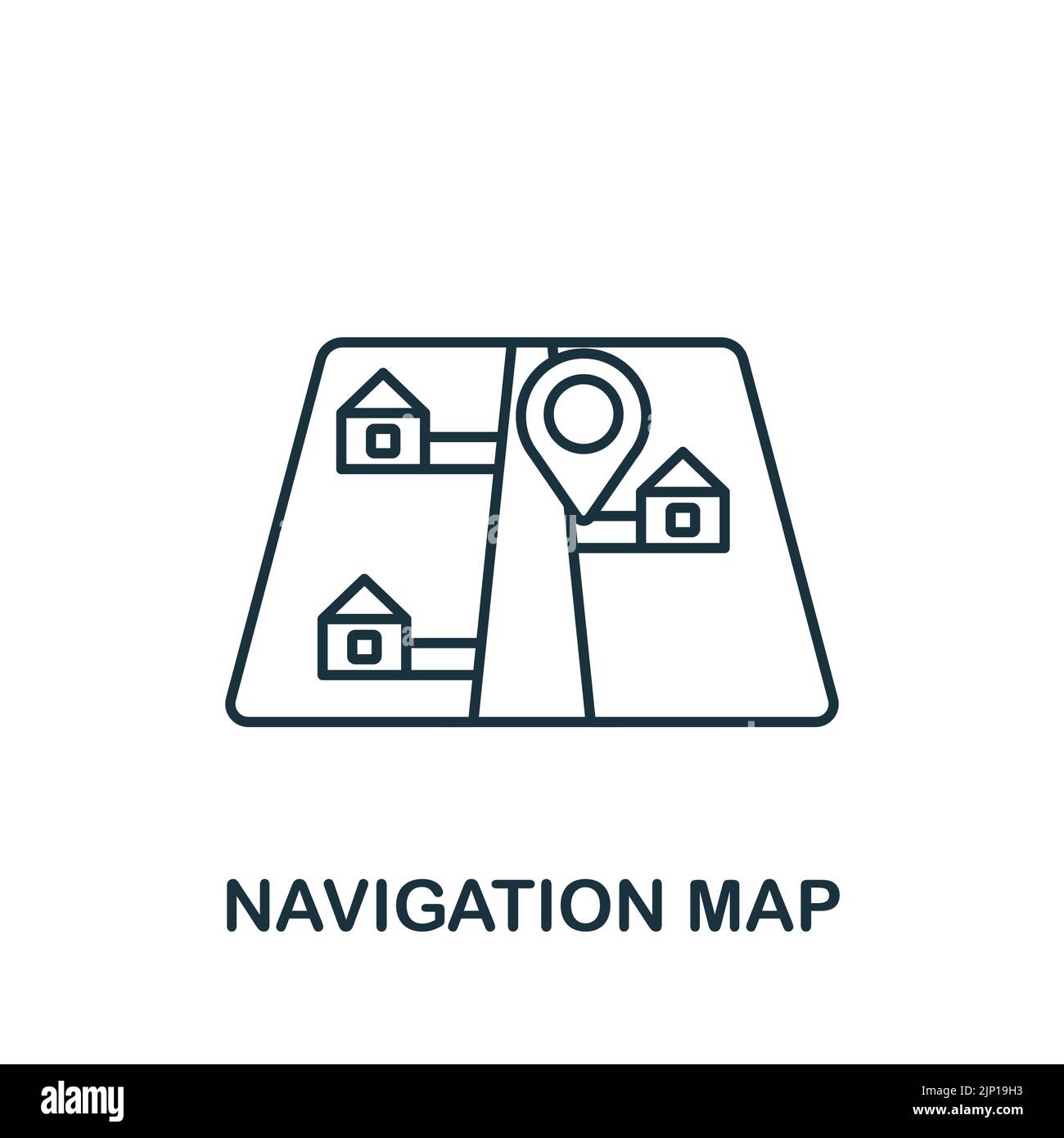 Navigation Map icon. Monochrome simple line Game Element icon for ...