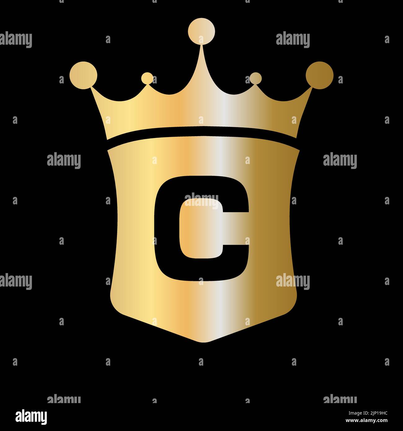 Letter C Crown and Shield Logo Vector Template with Luxury Concept ...