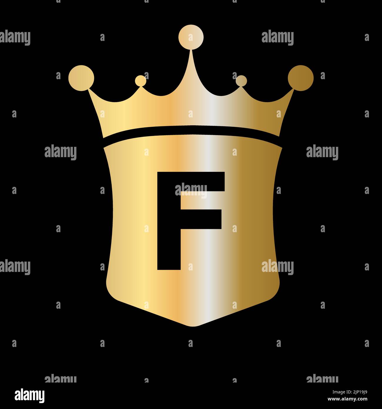 Letter F Crown and Shield Logo Vector Template with Luxury Concept ...