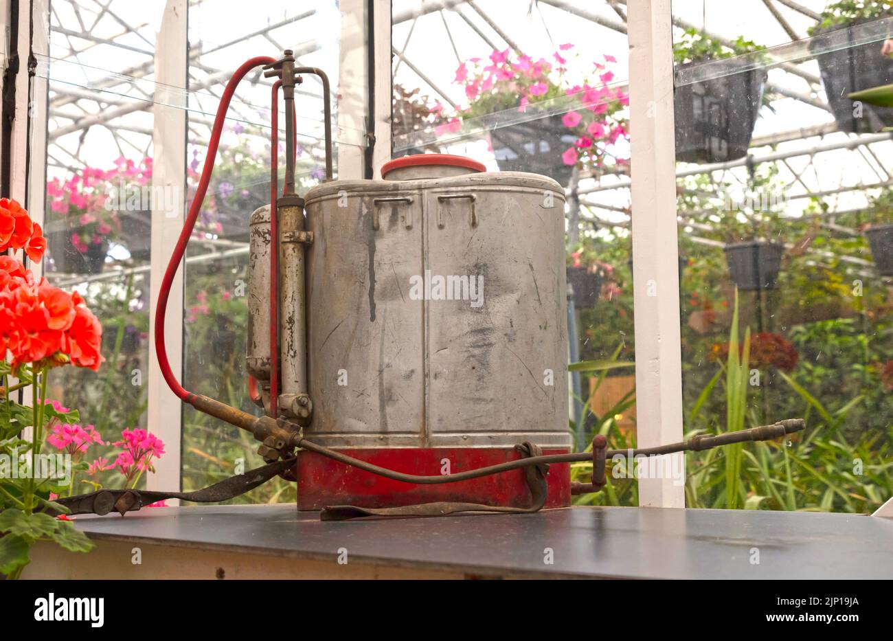 Vintage backpack chemical sprayer for farmers, selective focus Stock ...