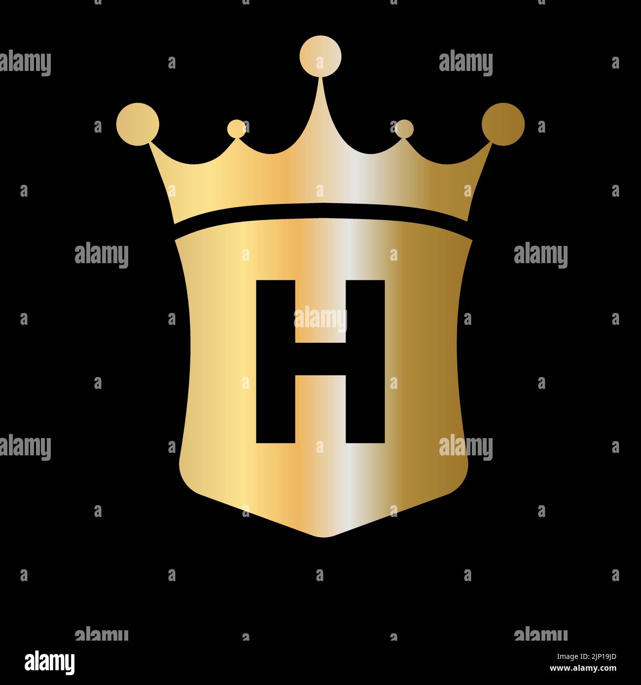Letter H Crown and Shield Logo Vector Template with Luxury Concept ...