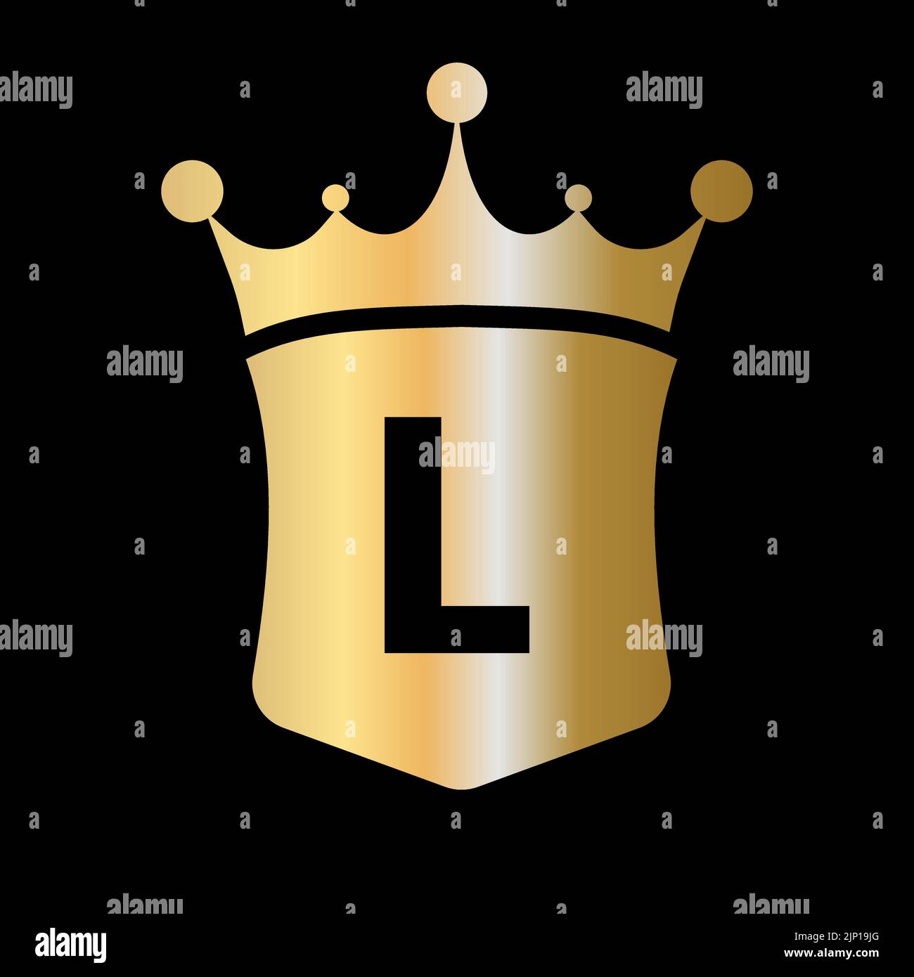 Letter L Crown and Shield Logo Vector Template with Luxury Concept ...