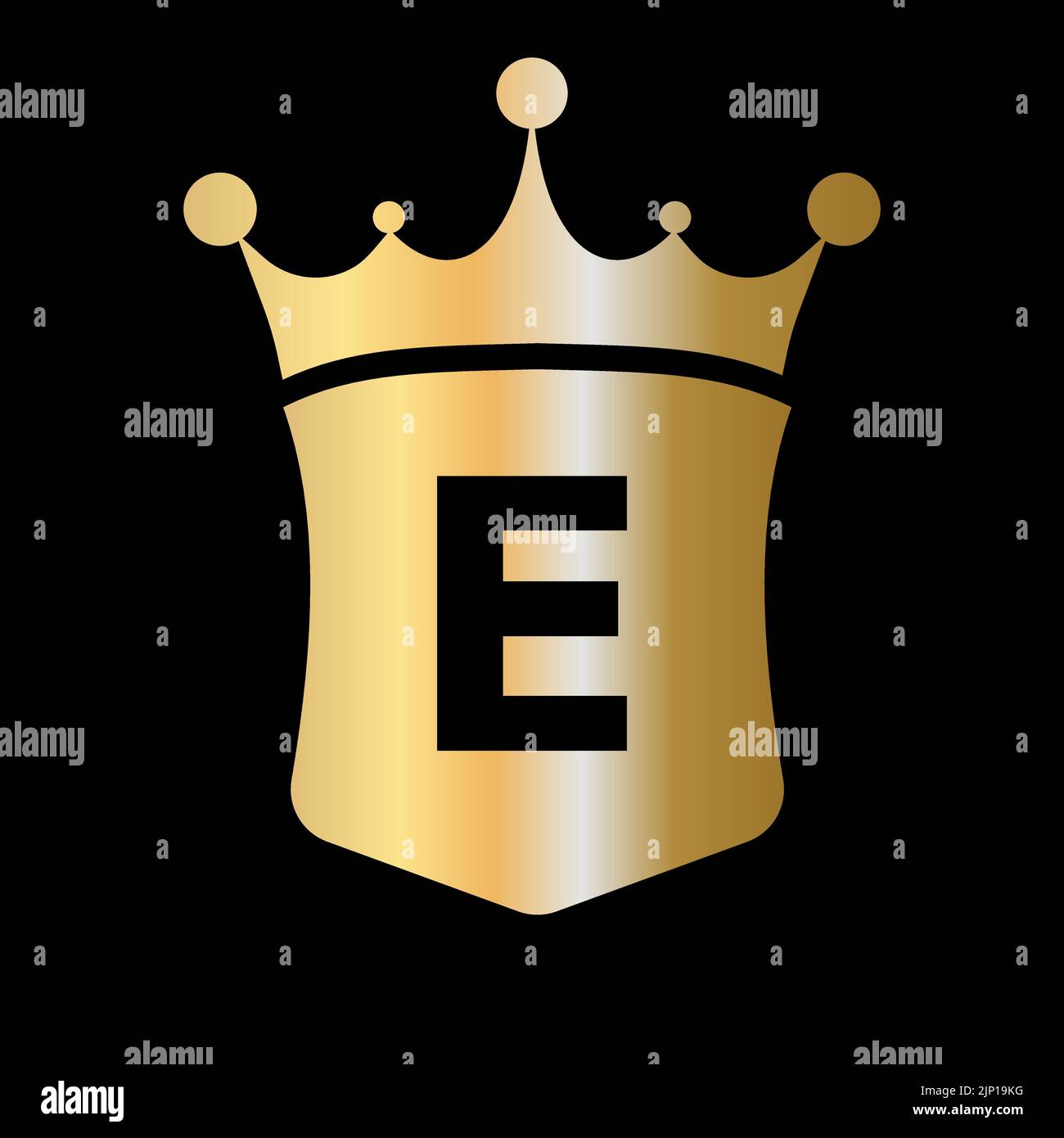 Letter E Crown and Shield Logo Vector Template with Luxury Concept ...