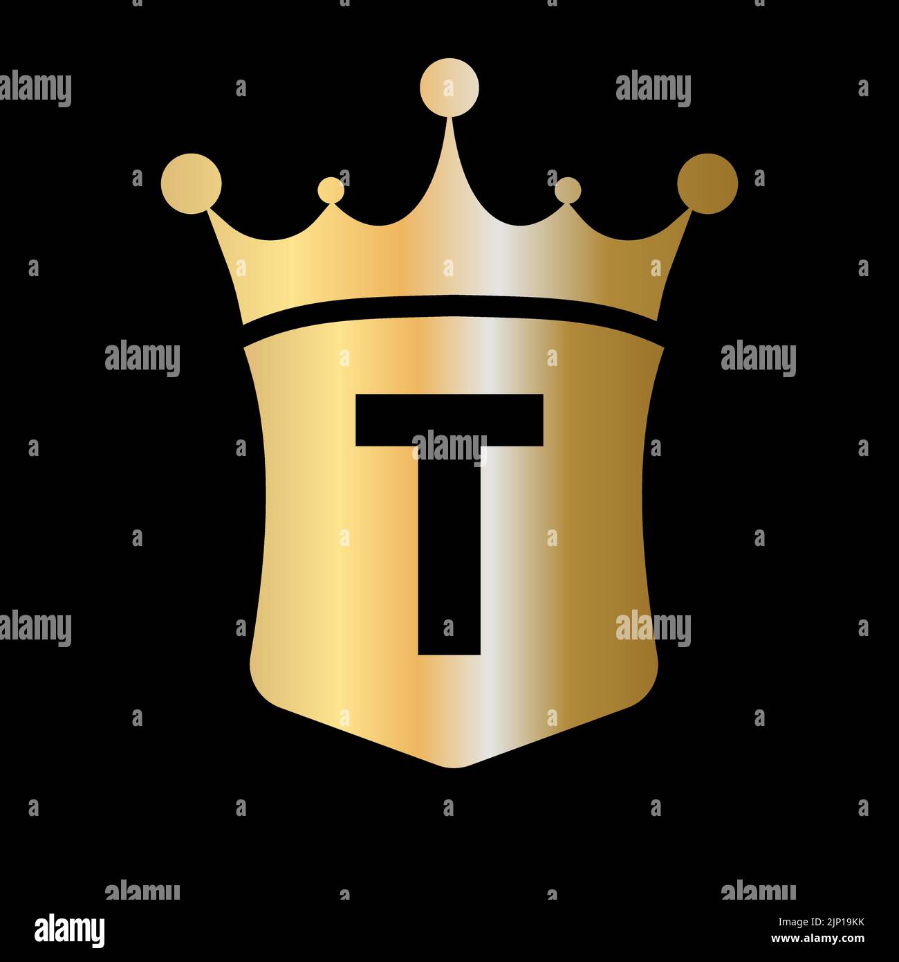Letter T Crown and Shield Logo Vector Template with Luxury Concept ...