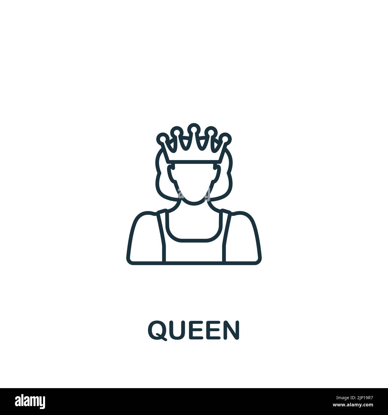 Queen icon. Monochrome simple line Game Element icon for templates, web ...