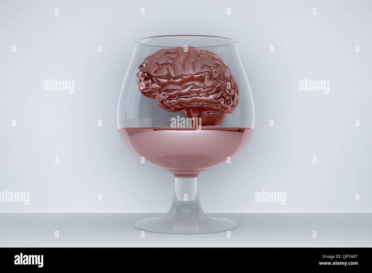 glass of wine with human brain inside. 3d rendering Stock Photo - Alamy