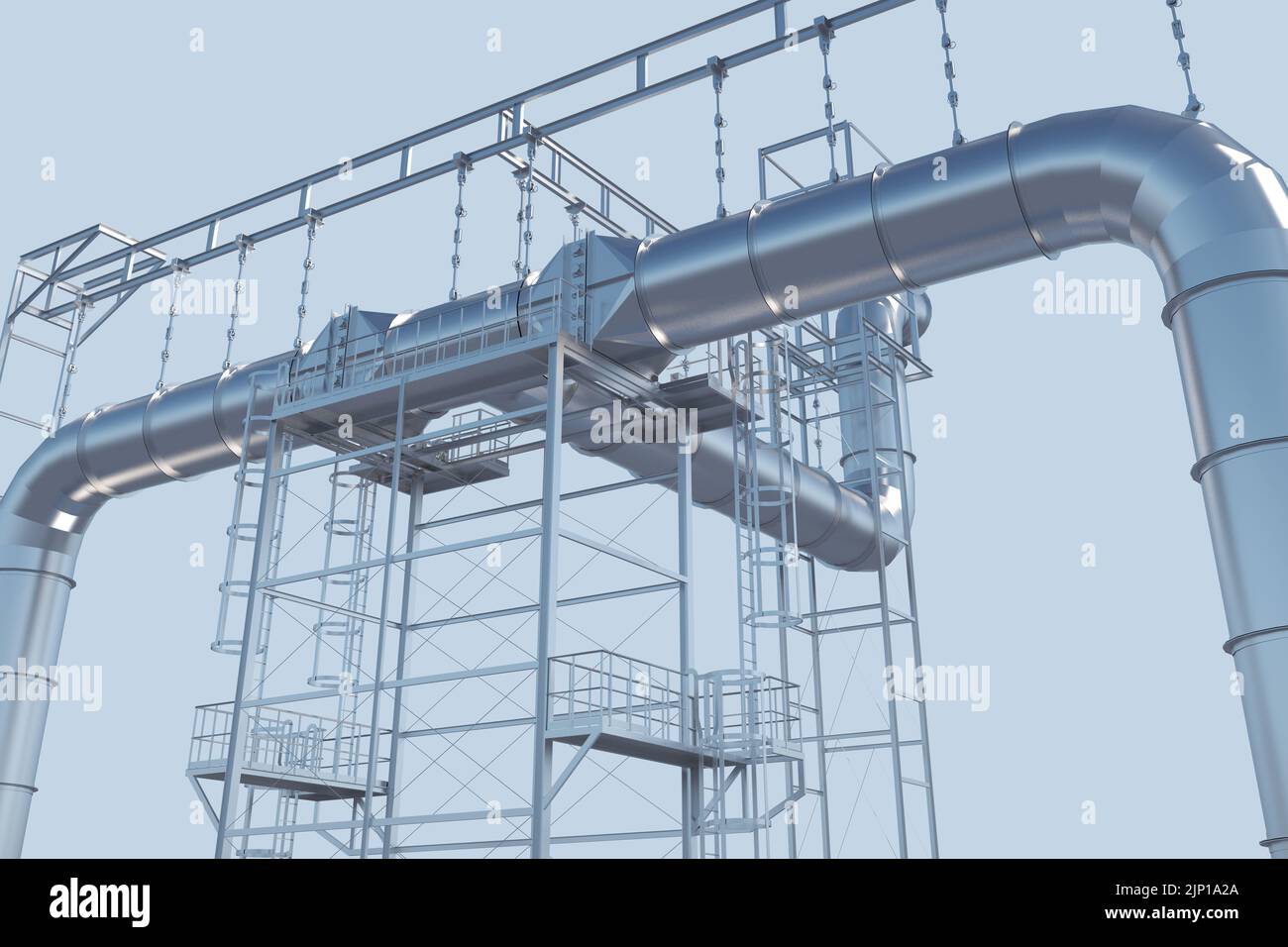industrial background with metal structures from pipes. 3d rendering ...