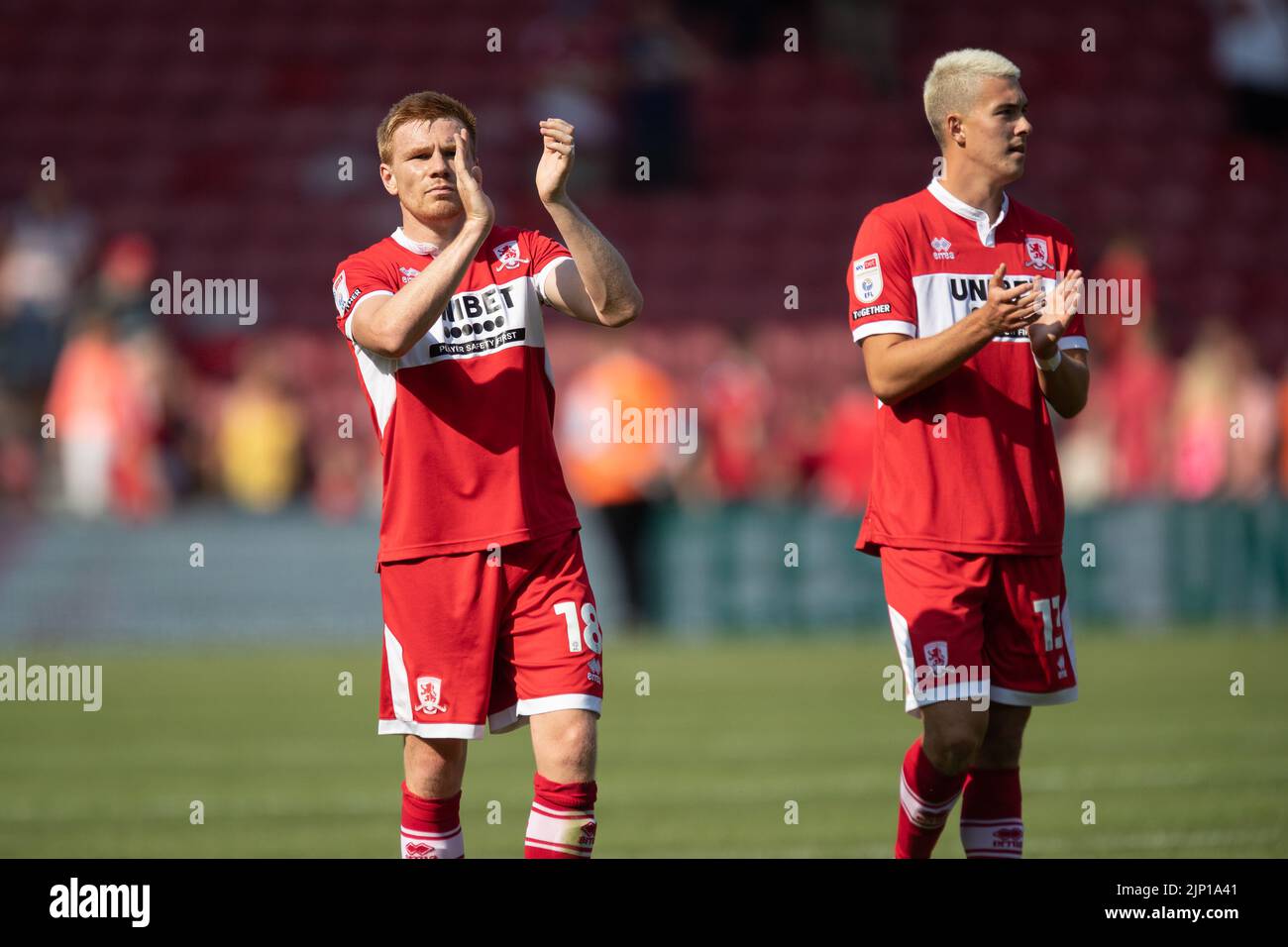 Duncan Watmore #18 of Middlesbrough claps his hands and applauds the ...