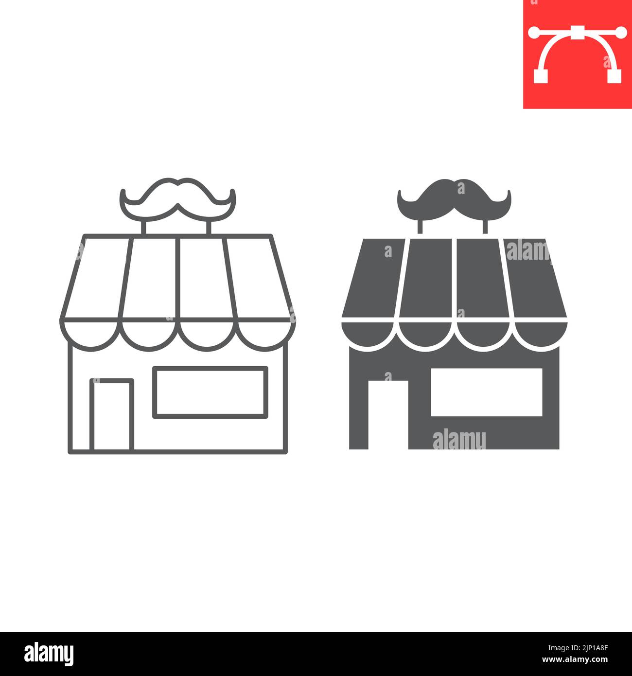 Barber shop line and glyph icon, building and hairdresser, barbershop ...