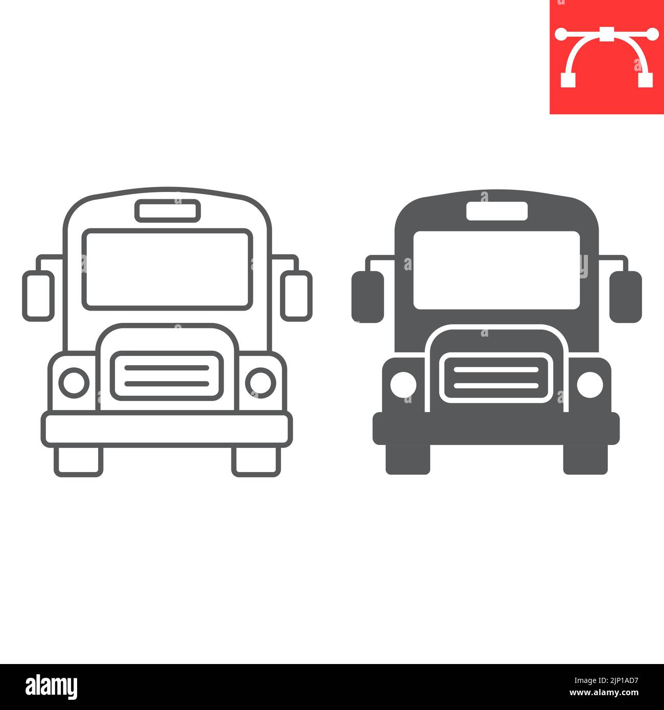 School bus line and glyph icon, school and transport, bus vector icon ...