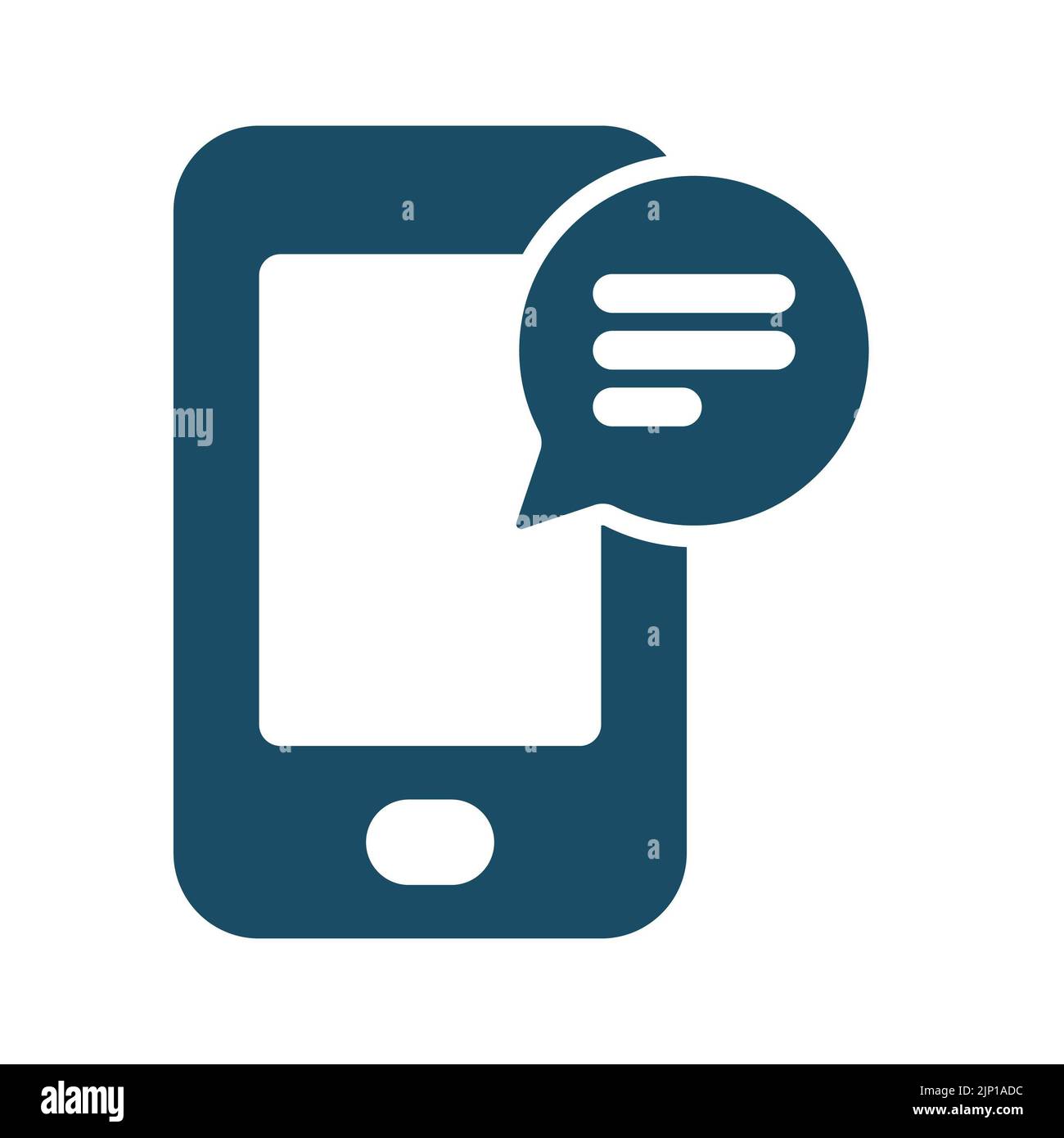 High quality dark blue flat text messaging on smart phone icon ...