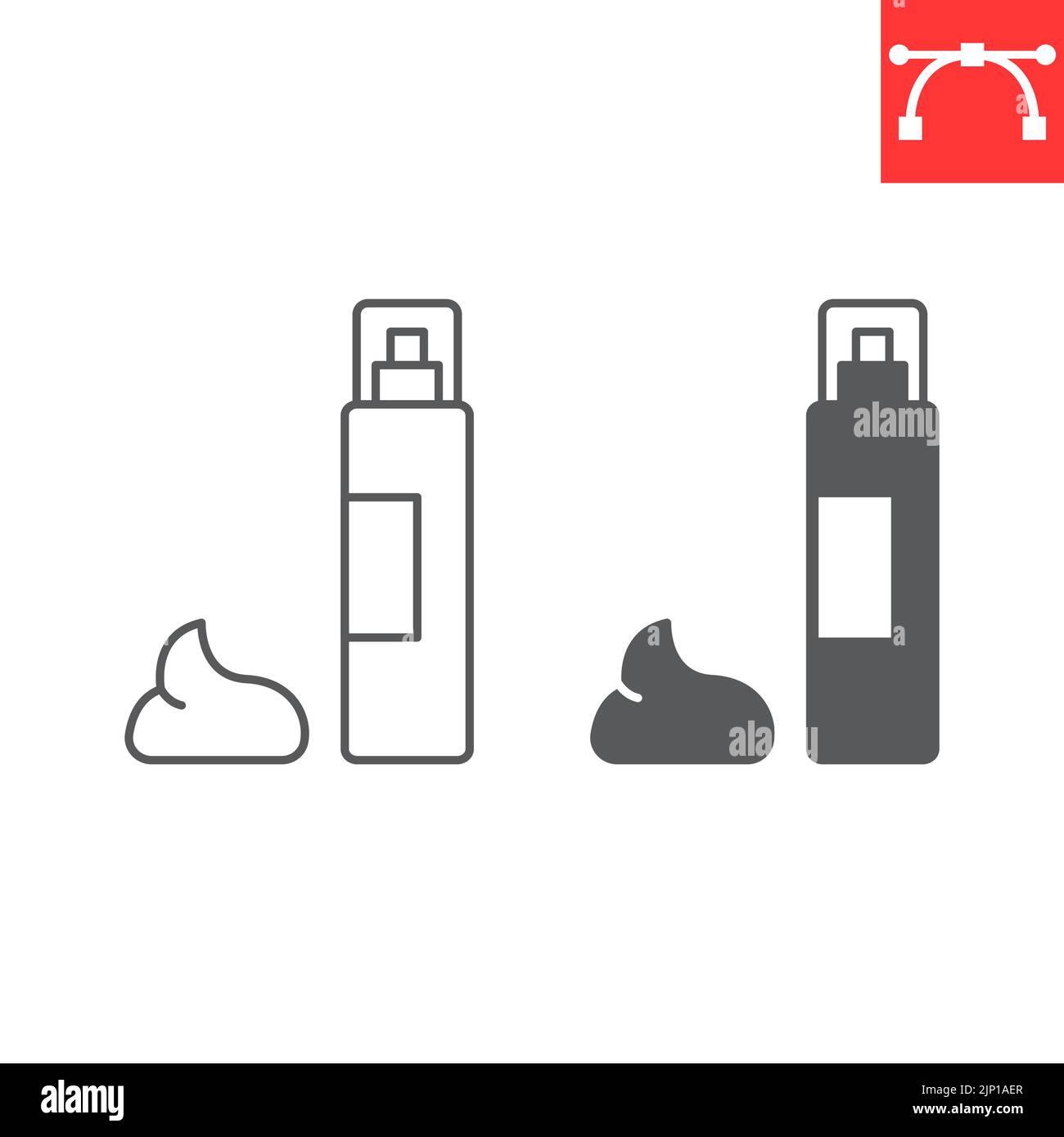 Shaving foam line and glyph icon, cosmetic and care, shaving cream ...