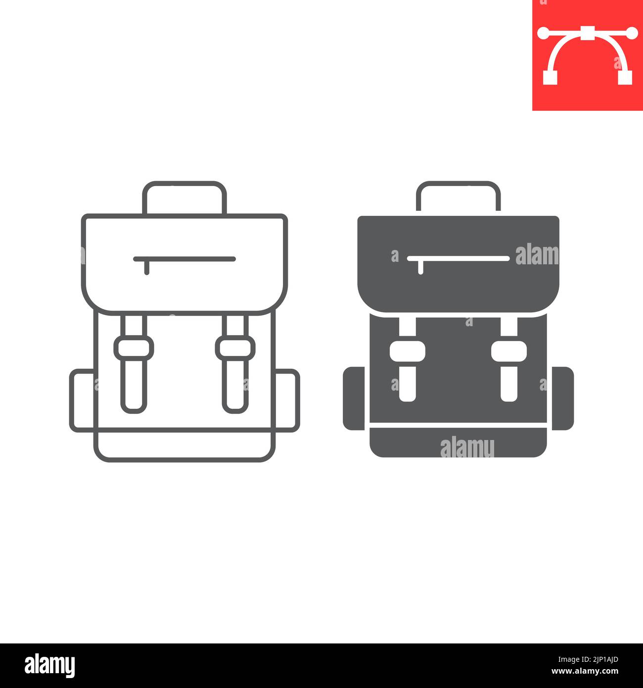 Backpack line and glyph icon, school and education, school bag vector ...