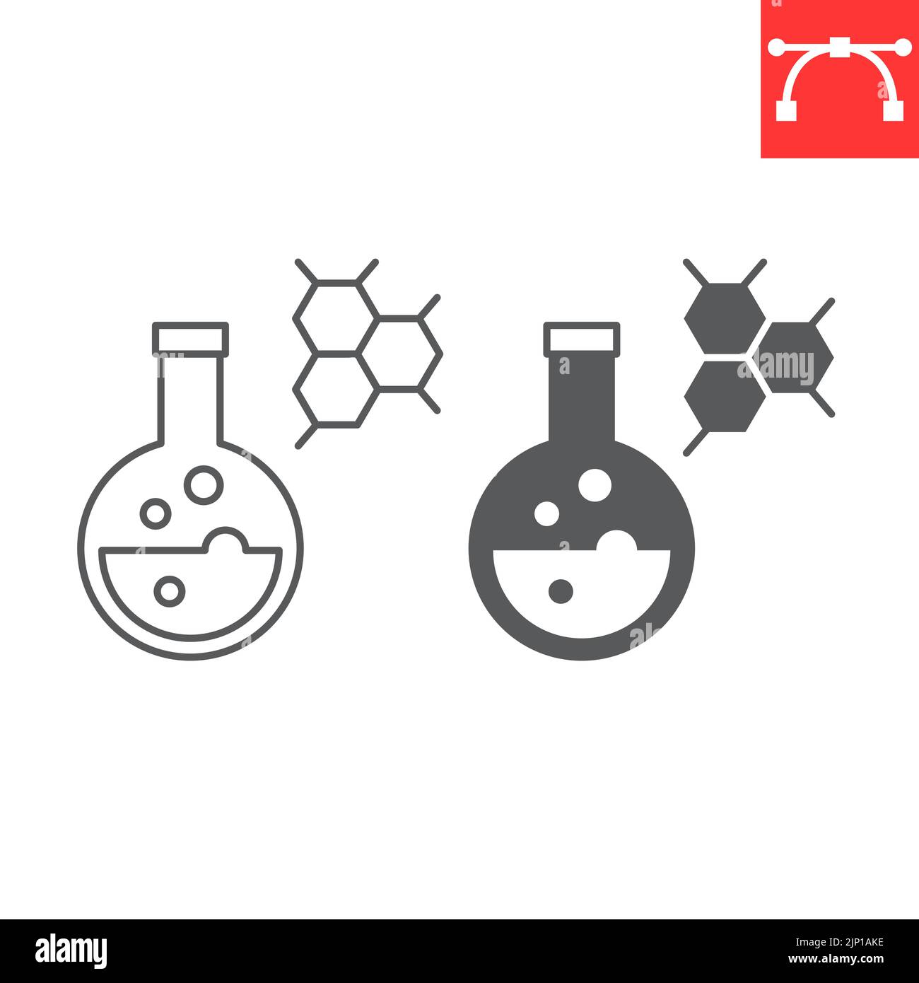 Chemistry line and glyph icon, school and education, chemistry flask ...