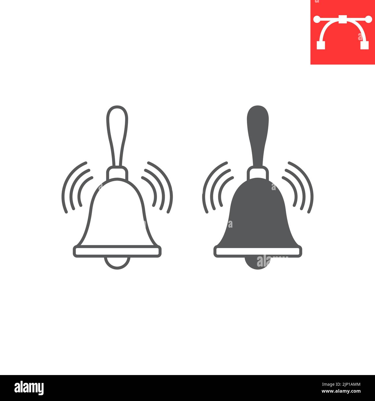 Hand bell line and glyph icon, school and education, bell vector icon ...