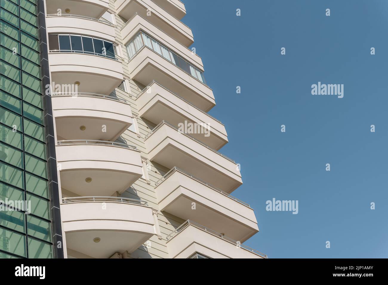 New residential apartment building with large balconies. Houses of ...